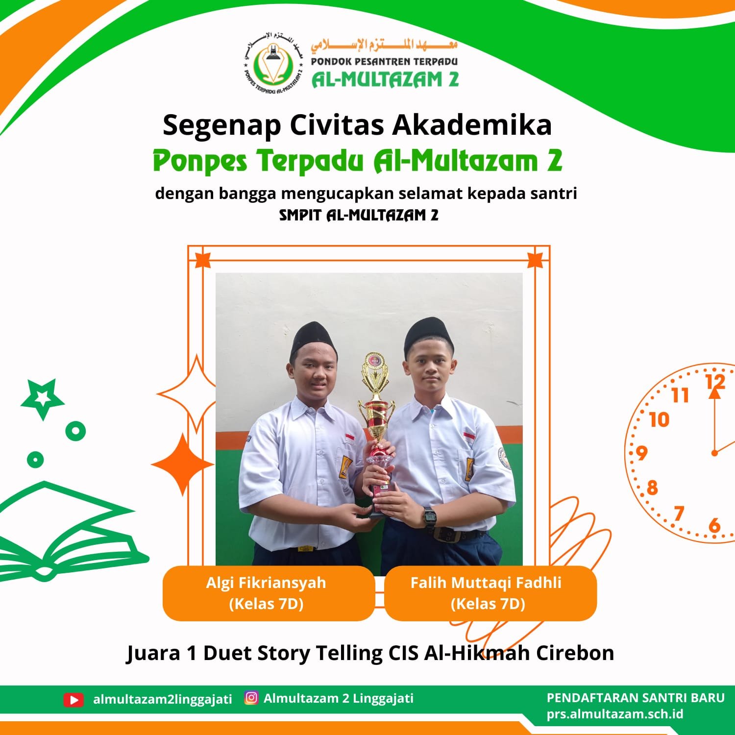 Juara 1 Lomba Duet Story Telling Tingkat Nasional Cis Al Hikmah Bobos